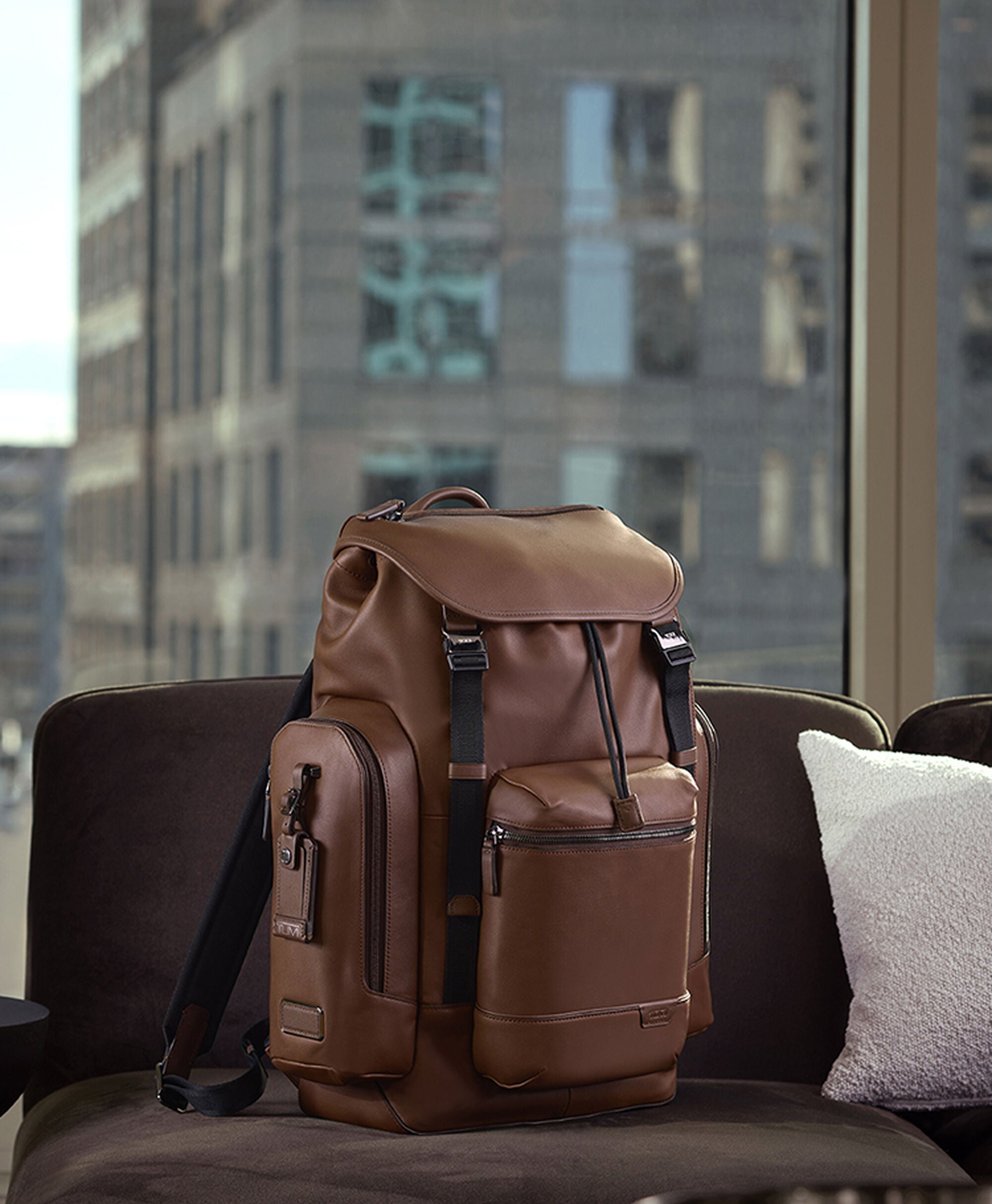 Griffen Flap Backpack in Cognac | Tumi Harrison | TUMI Singapore